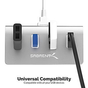 Sabrent Premium 4 Port Aluminum USB 3.0 Hub + 4-Port USB 3.0 Hub with Individual LED Power Switches