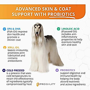 Nootie PROGILITY Advanced Skin & Coat Chews for Dogs - Supports Healthy Skin and Coat to Relieve Itchy Skin and Excessive Shedding with Krill Oil - For All Dog Sizes - 90 ct
