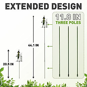 SaphiRose Rain Gauge Stake for Yard Garden Stakes Decor Outdoor Metal Locust Figurine with Plastic Tube - 5.31" W x 6.1" D x 40" H