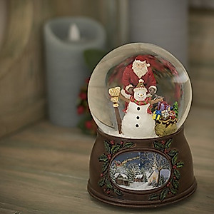 Roman Christmas Musical Revolving Santa Claus and Snowman Snow Globe Glitterdome Plays "Have Yourself A Merry Little Christmas",Multicolored,5 inch