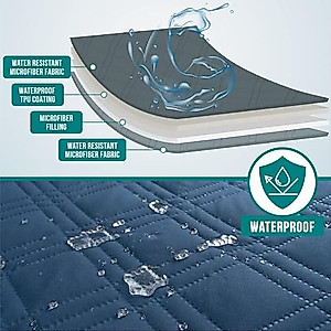 PetAmi Waterproof Bed Cover for Dogs, Waterproof Pet Blanket Couch Cover, Reversible Furniture Cover Sofa Protector for Pet Cat Bed, Washable Waterproof Blanket Dog Cover for Couch Seat, 102x82 Blue