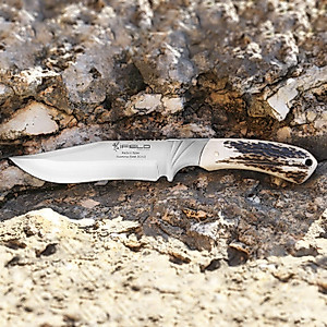 iFIELD Sport hunting knife Camper EL29013 survival knife with 5.5 inch blade, Outdoor knife includes brown leather sheath, Camping Tool for Fishing, Hunting, Sport Activity