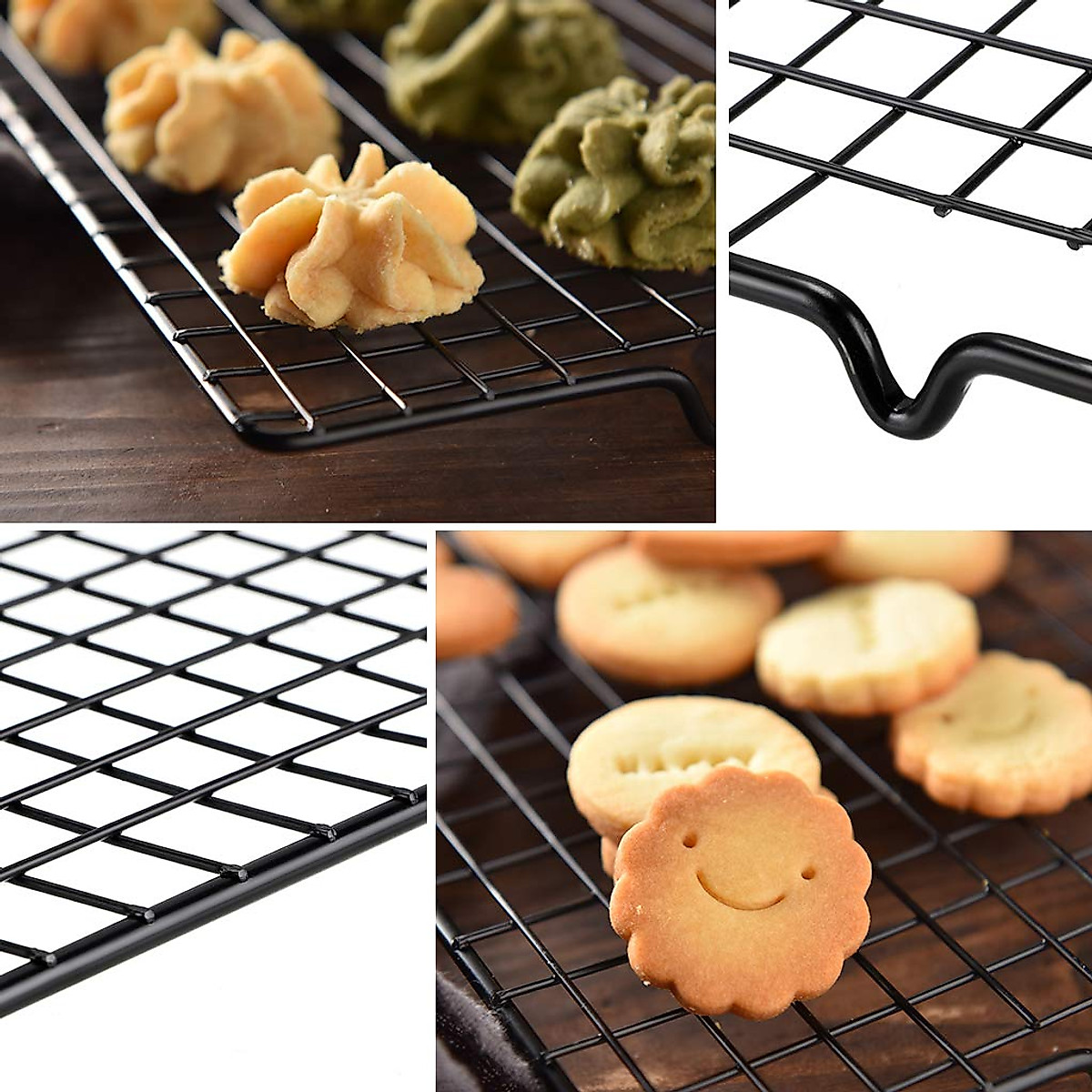 OwnMy Set of 2 Baking Cooling Rack, 10” x 16” Non-Stick Heavy Duty Wire Oven Safe Cooling Rack for Roasting and Baking