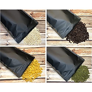 50 Pack 1 Gallon Matte Black Stand Up Food Storage Bags – 5 Mil 10x14 Inches Resealable Food Storage Zipper Pouch Bag, Large Heat Sealable Plastic Foil Packaging Pouches