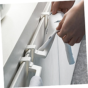 Towel Rack for Cabinet 2pcs no Drill Towel bar Over Door Rack Bathroom Towel Holder Punch Towel Rack Wall Mount Towel Organizer Towel Hanger Hanging abs Cabinet White