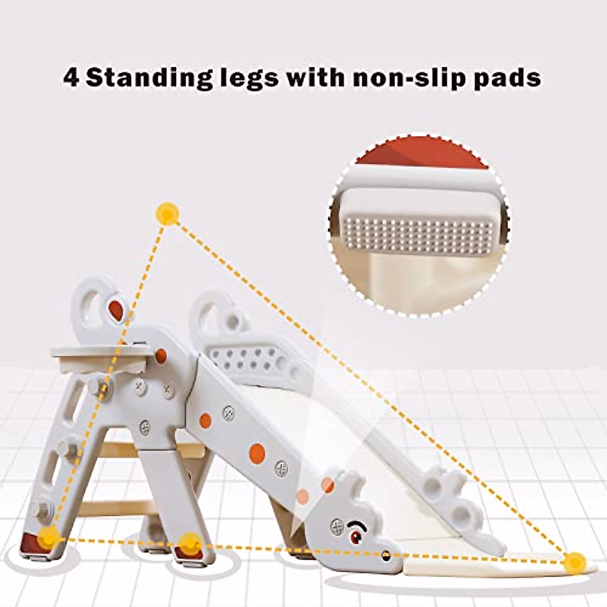 MERIT Play 3 in 1 Toddler Slide Exciting Slide for Energetic Toddlers Age 1-3 Safe and Fun Slip and Slide Indoor Toddler Playground Adorable Giraffe Design Loved by Boys and Girls (Gray)