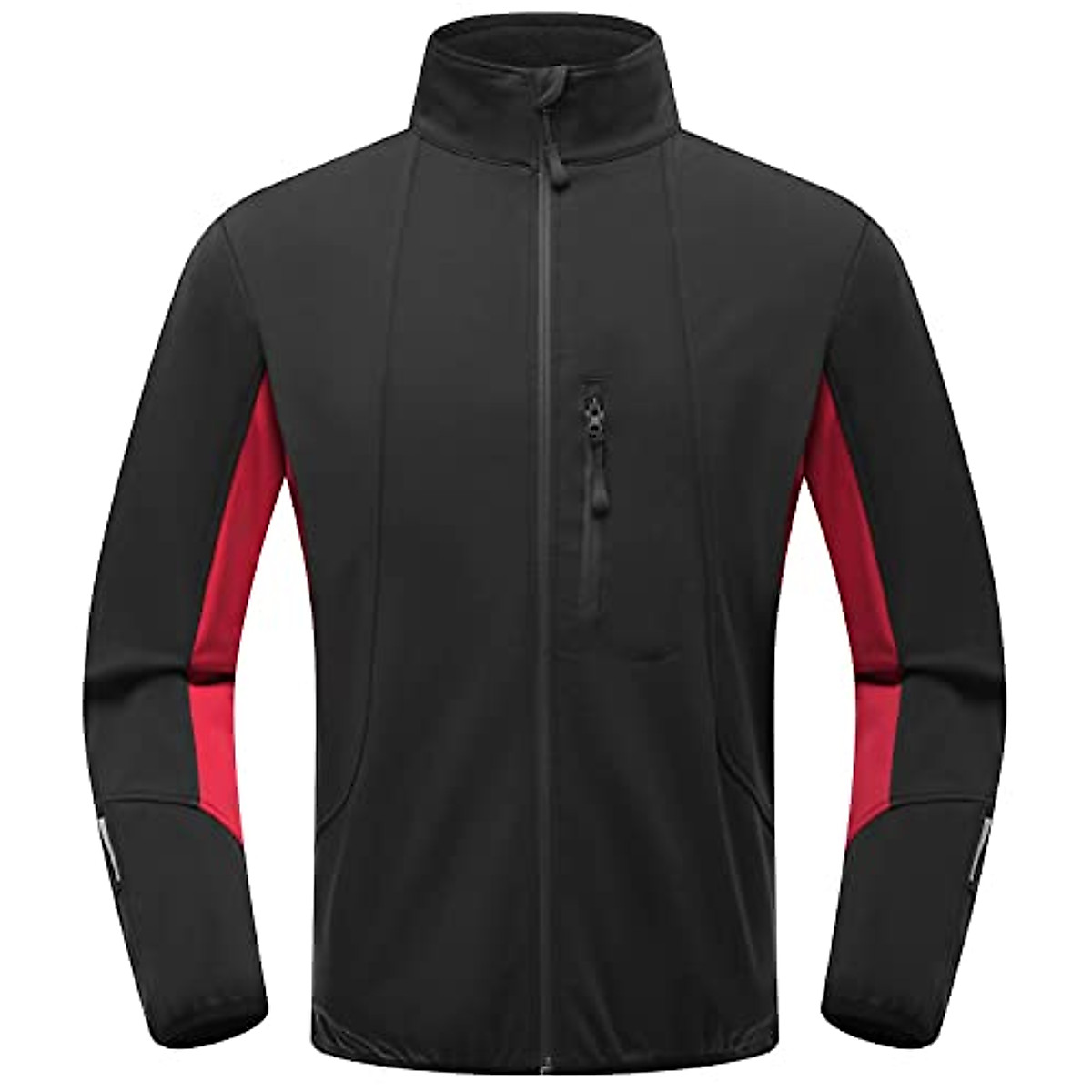 Wantdo Men's Winter Cycling Thermal Jacket Warm Soft Shell Windproof Running Jacket Waterproof Fleece Windbreaker Reflective