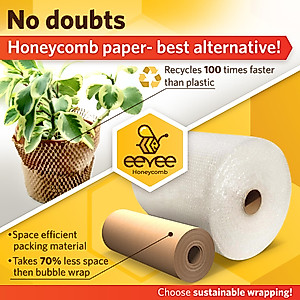 Honeycomb Packing Paper Sheets for Moving 12” x 12” Wrapping Paper Packing Sheets Honeycomb Bubble and Foam Wrap for Shipping Eco Friendly Packing Supplies for Moving 50 Pack