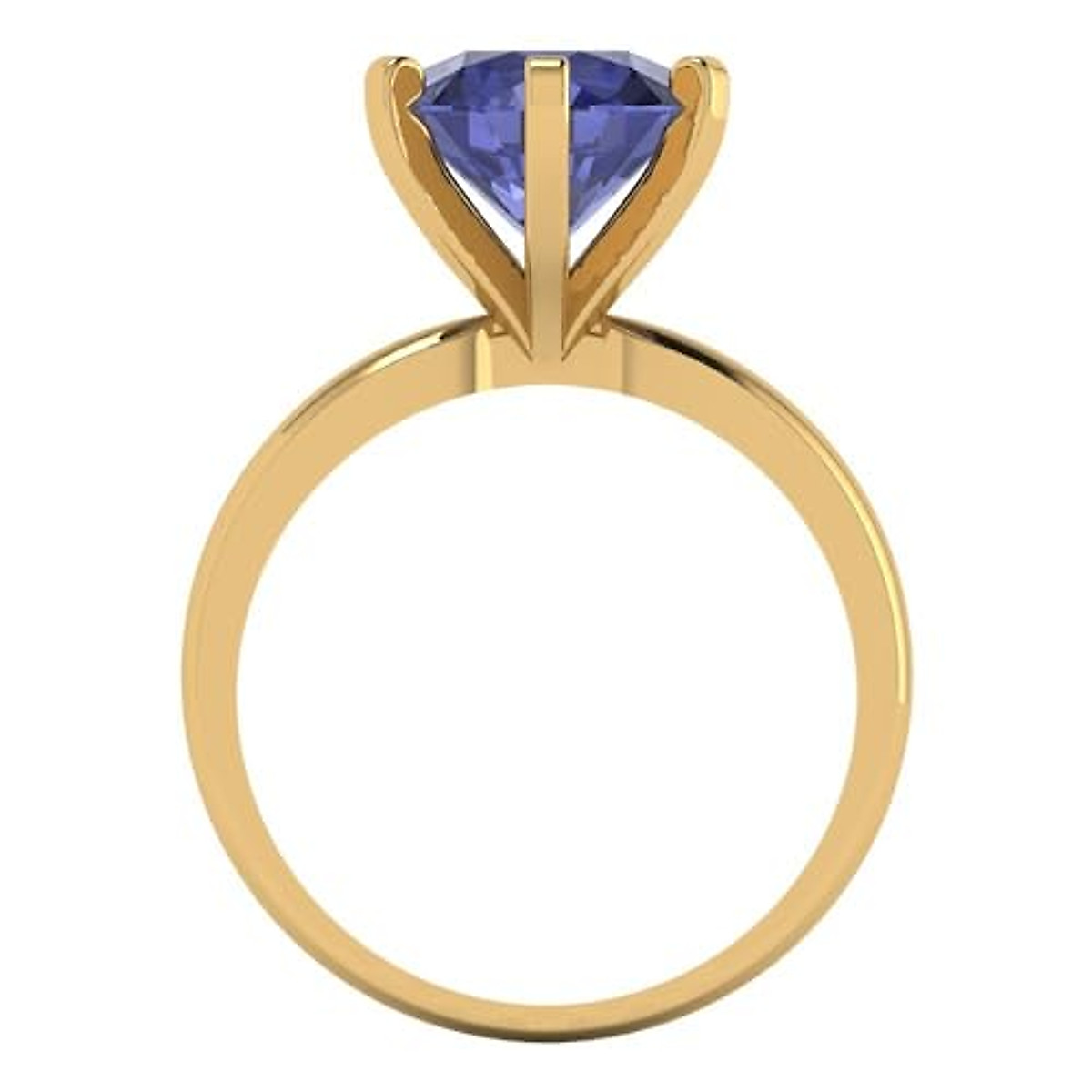 Clara Pucci 3 ct Round Cut Solitaire Simulated Tanzanite Excellent Engagement Bridal Promise Anniversary Ring 18K Yellow Gold Size 7.25