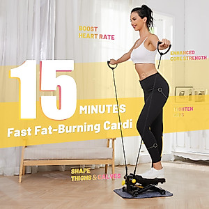 Steppers for Exercise at Home, Mini Stair Stepper with Resistance Bands, Portable Stair Climber Fitness Exercise Equipment for Home Workout, More Than 300lbs Weight Capacity