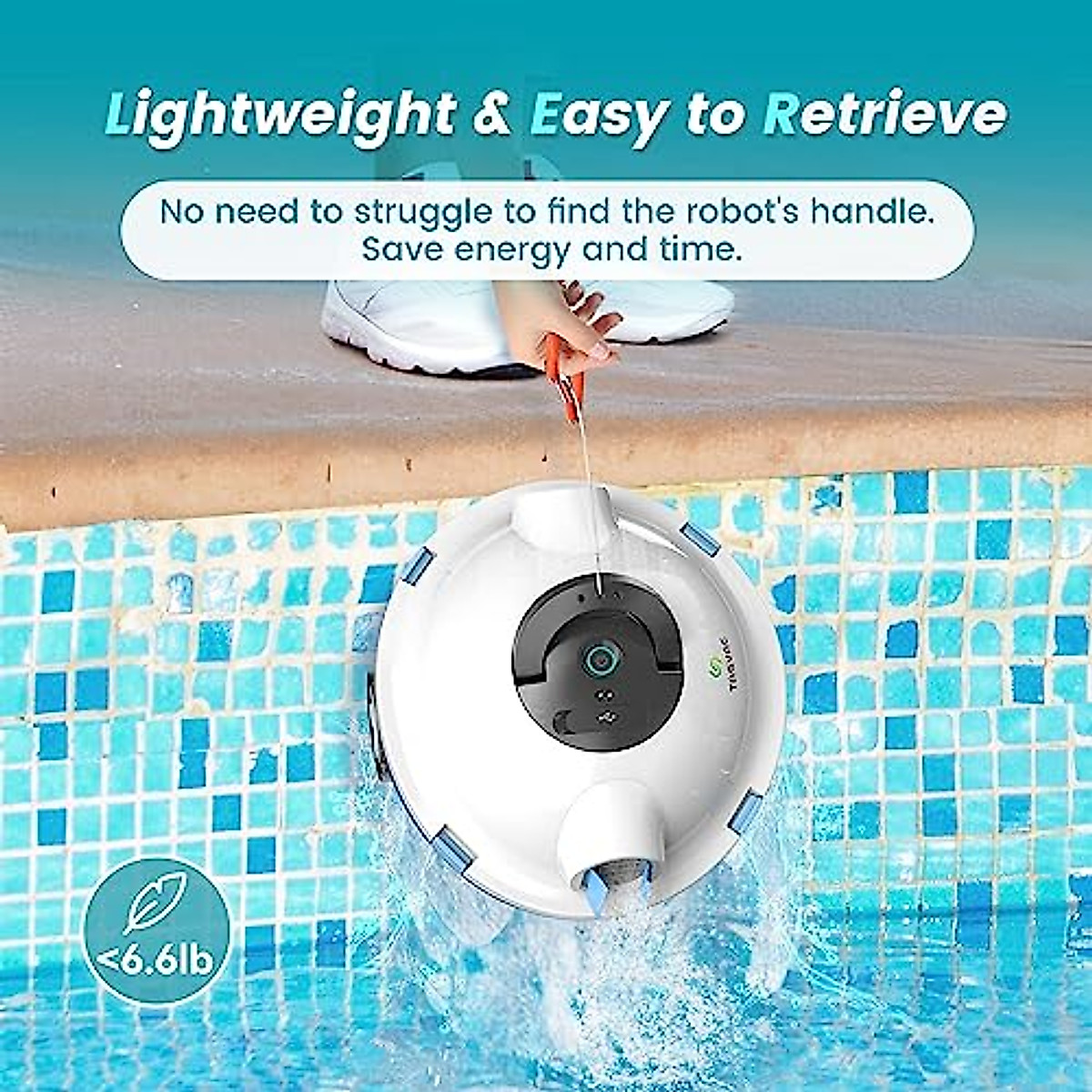 𝟮𝟬𝟮𝟯 𝙐𝙥𝙜𝙧𝙖𝙙𝙚 TASVAC Cordless Robotic Pool Cleaner, Automatic Vacuum, 90 Mins Runtime, Powerful, Self-Parking, Lightweight, Ideal for Flat Above/In-Ground up to 1100 Sq.Ft, Off-White (Y10)