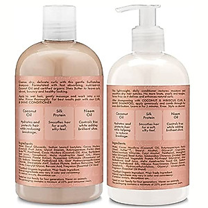 Shea Moisture Shampoo and Conditioner Set, Coconut & Hibiscus Curl & Shine, Curly Hair Products with Coconut Oil, Vitamin E & Neem Oil Provides Frizz Control, 13 Fl Oz Each