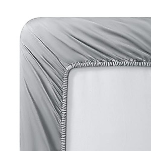 Vera Wang - Queen Sheet Set, Luxury Sateen Cotton Bedding, 800 Thread Count, Soft & Smooth Home Decor (Steel Grey,4pcs, Queen)
