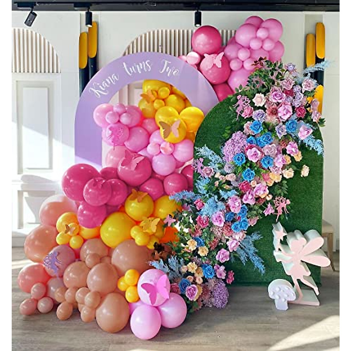 Hot Pink Yellow Balloons Garland Kit - Mustard Yellow Pink Balloon Latex Pastel Balloons Arch For Baby Shower Princess Bridal Shower Birthday Party Decorations
