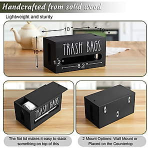 DRASTAR Trash Bag Dispenser, Trash Bag Organizer Wall Mount, Wooden Trash Bag Roll Holder for Plastic Bags Countertop, Under Kitchen Sink Organization