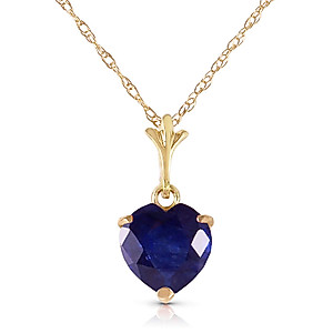Galaxy Gold GG 14k 24" Solid Yellow Gold Heart-shaped Natural 1.55 Carat Sapphire Pendant Necklace