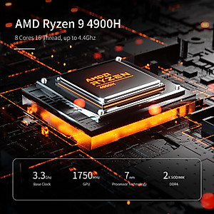 MINISFORUM Elitemini HM90 Mini PC AMD Ryzen 9 4900H Desktop Computer, DDR4 32GB + 512GB SSD, HDMI/DP/USB-C 4K@60Hz Output, 2X RJ45 Port(1000/2500Mbps), AMD Radeon Graphics, 2X HDD Slot Mini Computer
