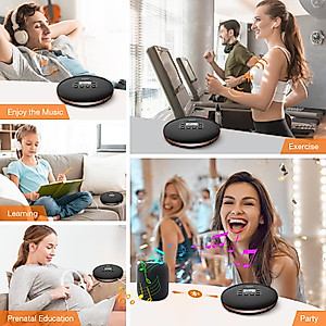 HOTT CD Player Portable with Bluetooth, Portable CD Player, CD-R,MP3 USB Rechargeable Walkman CD Player with Headphones and AUX Cable for Car Travel, Discman CD Player with Shockproof （CD711T）