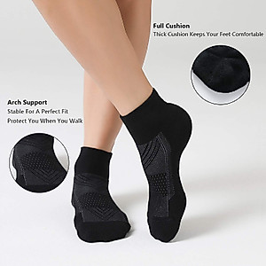 CelerSport 6 Pack Men's Ankle Socks with Cushion, Sport Athletic Running Socks, Black, X-Large