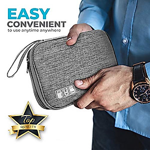 ToolBay Travel Essentials Cable Organizer Bag - Small Charging Cord Storage, Charger, Cables, Cord Storage and Accessory Bag, Grey, for Travel, Work and School (Grey)