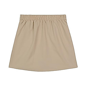 Nautica Girls' Big School Uniform Pull-on Scooter Skirt with Undershorts, Poplin Style with Button Pockets, Khaki, 8