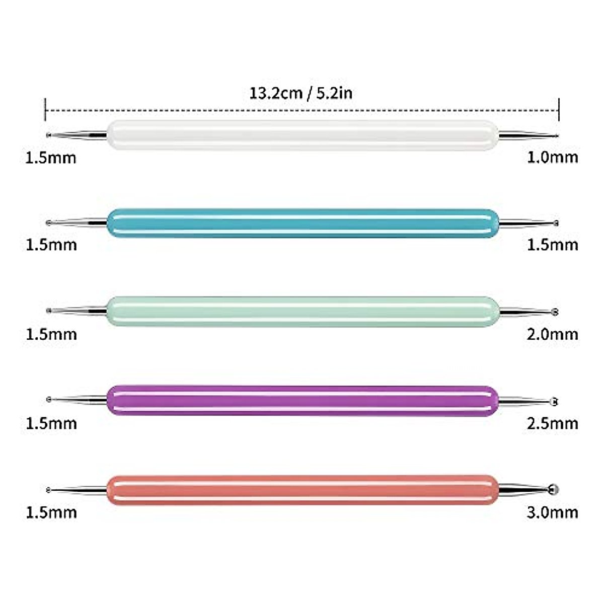 5 Pcs Pattern Tracing Stylus, Ball Embossing Stylus for Transfer Paper, Tracing Tools for Drawing, Embossing Tools for Paper, Art Dotting Tools for Nail Art, Ball Tip Clay Tools Sculpting Stylus