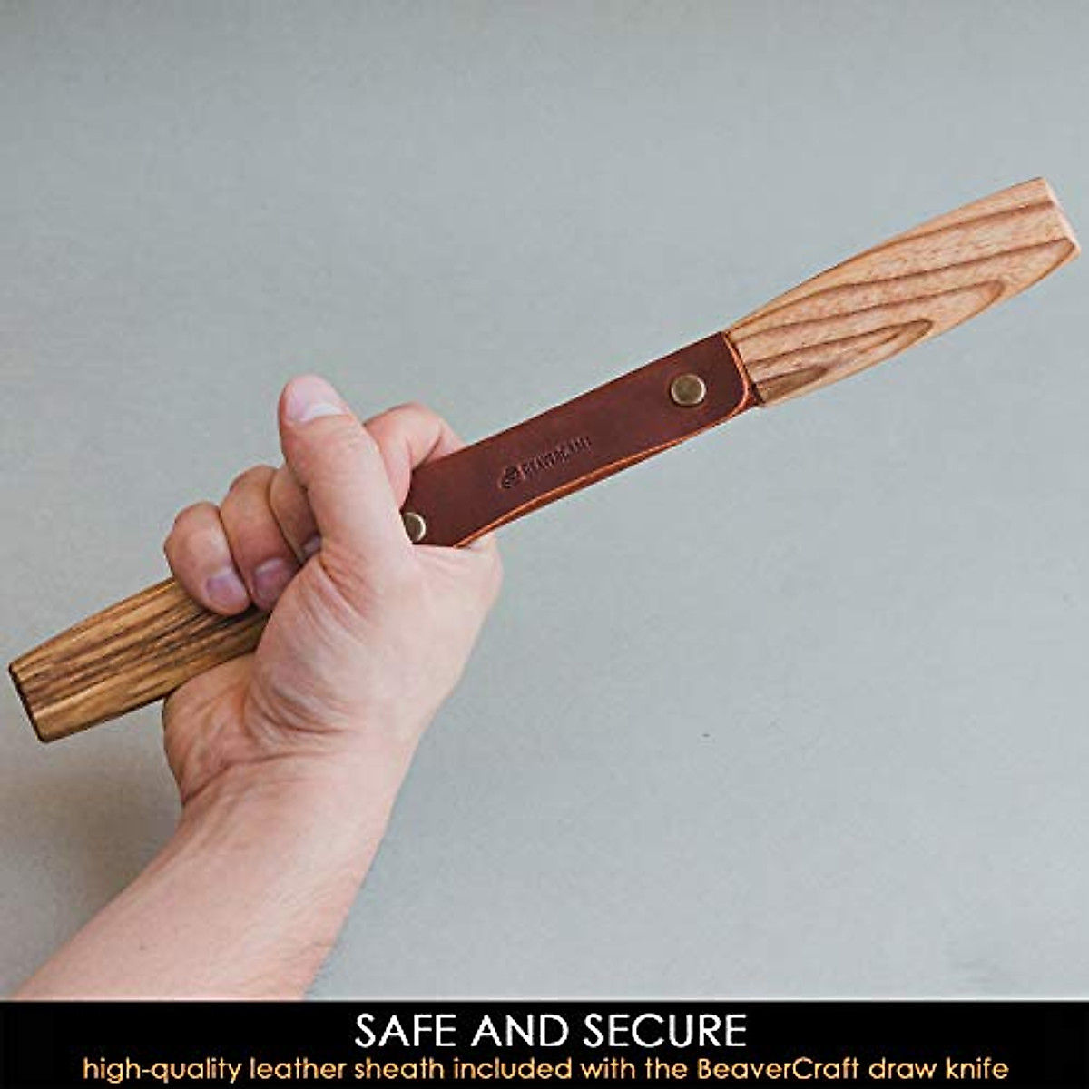 BeaverCraft DK2s Draw Knife with Leather Sheath Woodworking Tool 4.3" Drawknife Wood Carving Tools Wood Draw Knife Woodworking Whittling Tools