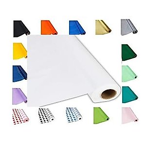 Plastic Party Table Cover Roll - 300 ft. x 40 in. - Premium Disposable Banquet Tablecloth (White) Super Fast Set Up with No Fold or Creases