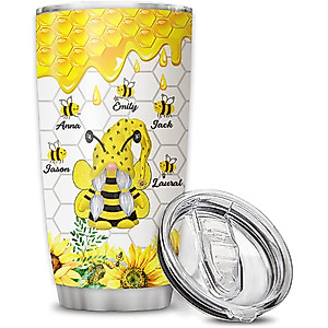 So Many Pets Personalized Gnome I Love Being A Nana, Mimi, Grandma Tumbler Cup with Grandkids Names, Gift For Grandmother Granny Grammy Birthday Gifts 20oz Insulated Coffee/Tea with Lid