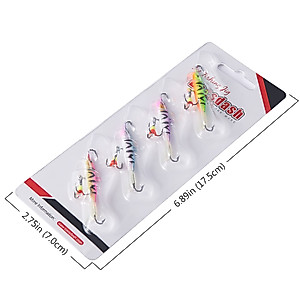 BASSDASH Ice Fishing Lures with Glide Tail Wings Winter Ice Jigging Fishing Jigs for Bass Perch Walleye Pike