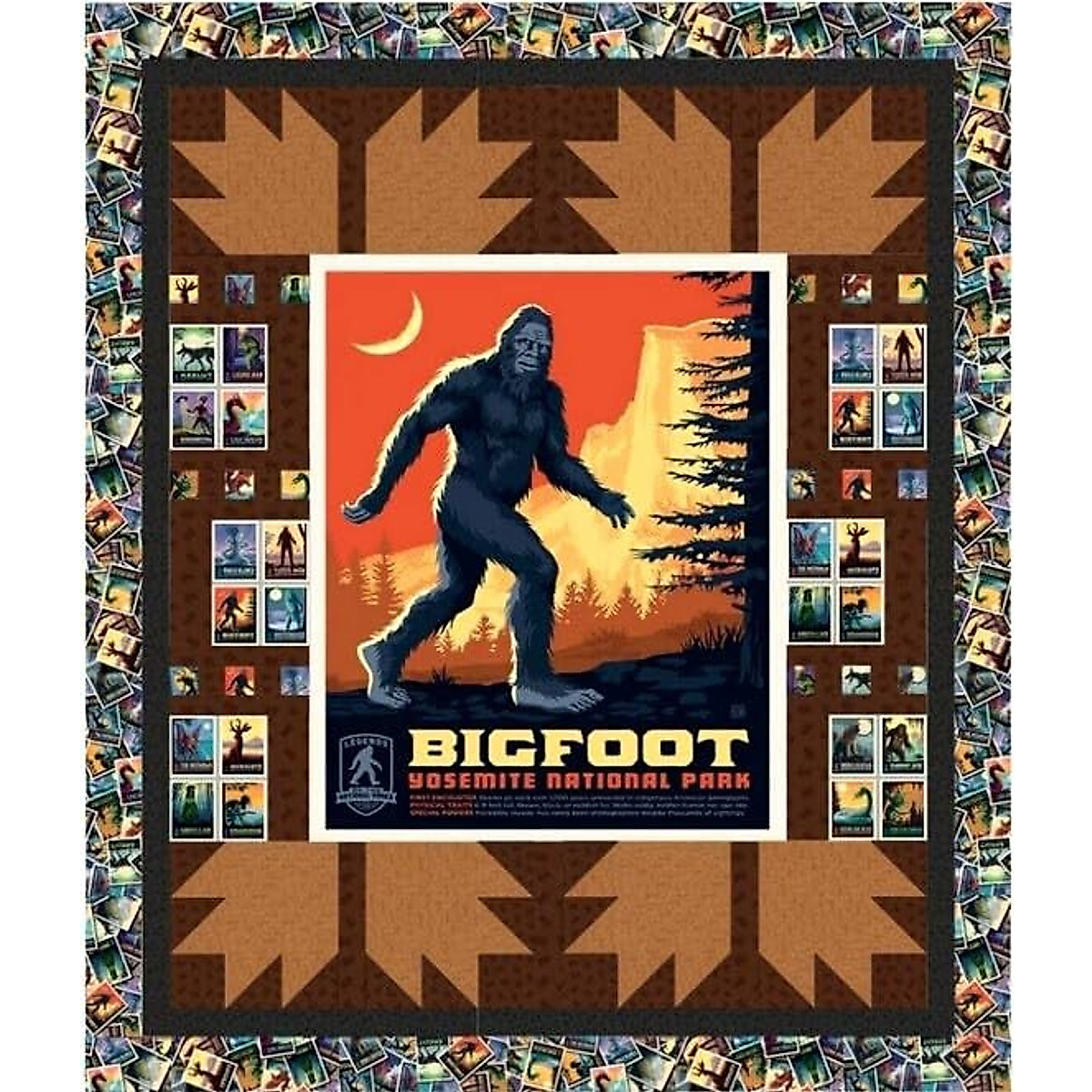 Riley Blake Legends of The National Parks Logo Toss, Fabric by The Yard (Brown)