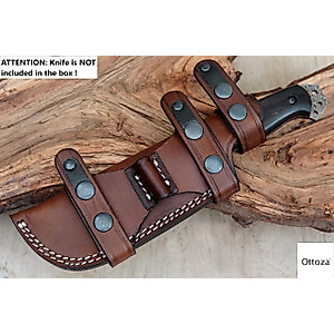Ottoza TOP GRAIN Leather Knife Sheaths for Fixed Blade Knives, RIGHT HAND Leather Knife Sheath for Belt, Leather Knife Holster Belt Knife Holder, Horizontal Knife Sheath for Belt No:2