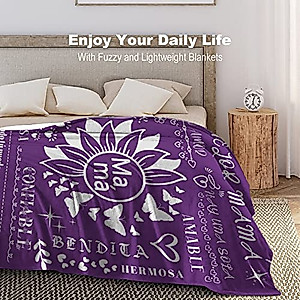 Mercuryelf Spanish Mom Blanket Gift, 40"x50" Flannel Fleece Blanket Throw, Feliz Dia de las Madres Regalos para Mamá en Español with Words of Encouragement,Hispanic Gifts for Mom from Daughter