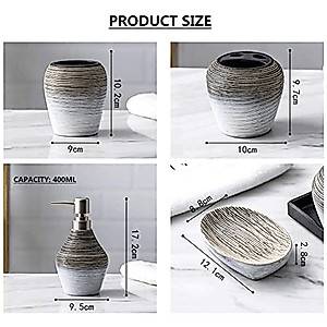 JINYISI Bathroom Accessories Set,5 Piece Bathroom Sets Accessories,Ceramic Bathroom Vanity Countertop Accessory Set,Bathroom Decorate, Grey