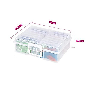 4x6in photo storage box, photo cases and craft keeper with handle,greeting cards organizer kit for Holiday Birthday Get Well Cards Photos, Crafts, Scrapbooking, Paper, Stickers and More(clear)…