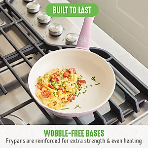 GreenLife Soft Grip Healthy Ceramic Nonstick, 16 Piece Cookware Pots and Pans Set, PFAS-Free, Dishwasher Safe, Soft Pink