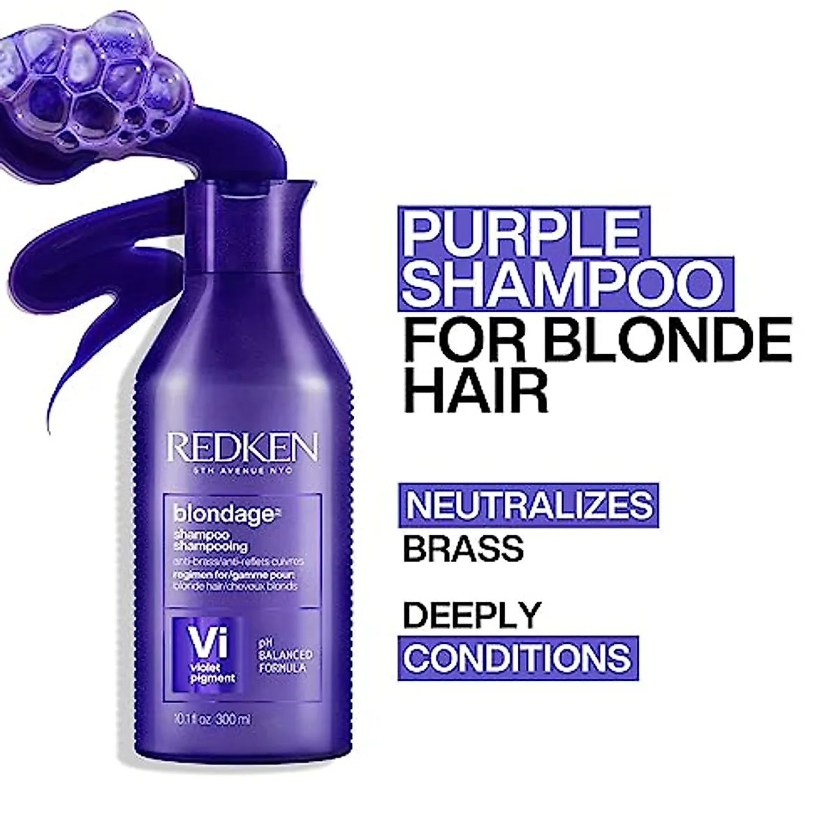 REDKEN Extend Blondage Color Depositing Purple Shampoo and Conditioner |Toner For Blonde Hair | Neutralizes Brass & Moisturizes Hair | With Pure Violet Pigments