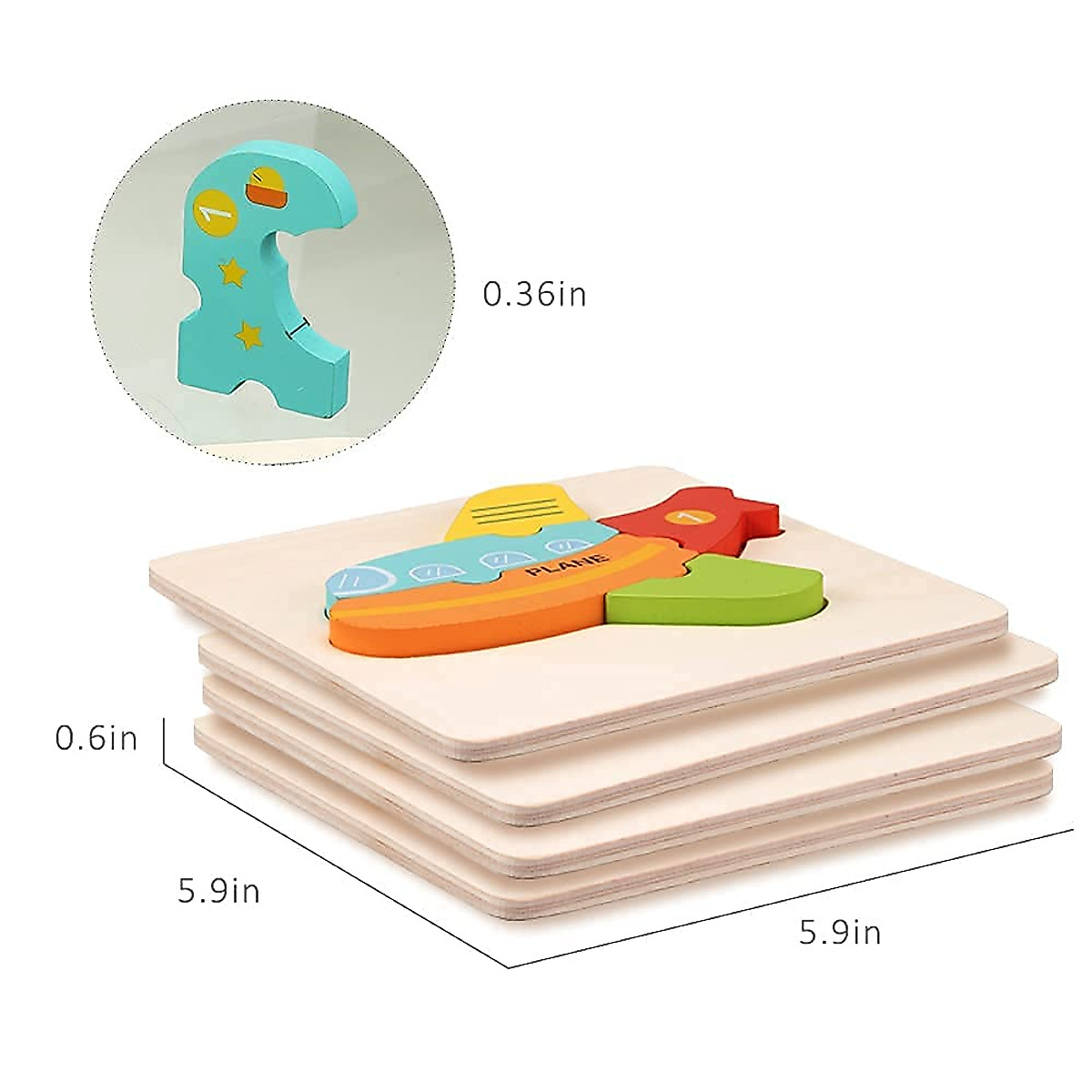 Phoohi Wooden Puzzles for Toddlers 1-3 Years 4pcs Vehicle Traffic Puzzles Early Learning Educational Montessori Preschool Wooden Toys for 2 Year Old Boys Gift