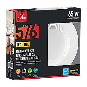 5"/6" LED Integrated Retrofit Recessed Lighting Kit, 11 Watts, Energy Star, Dimmable, Damp Rated, Ridged Baffle, White Finish,91148