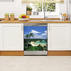 Dishwasher Magnet Cover Sri Lanka Unawatuna Coconut Trees Magnetic Refrigerator Stickers Decorative Appliance Cover Fridge Panels Metal Door Garage 23"Wx26"H