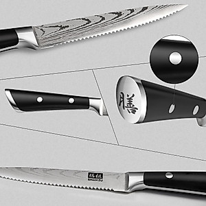 SHAN ZU Steak Knife Set, 6-Piece Steak Knives, Kitchen Steak Knife 5 Inch, High Carbon Stainless Steel Serrated Steak Knives of 6 with Premium Gift Box