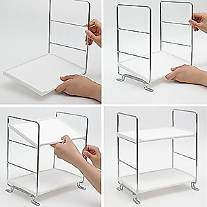 KINGBERWI 2 Tier Bathroom Organizer Countertop, Vanity Counter Skincare Makeup Organizer Holder, Bathroom sink Countertop Storage Shelf, Silver