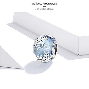 Eternalll Jewellery Snowflake Charms Authentic 925 Sterling Silver Charm Beads Christmas Charms Rose Gold Charms for Bracelets (Snowflake Glass Beads)