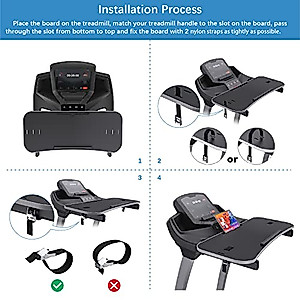 Miden Treadmill Desk Attachment, Upgraded Height Adjustable Treadmill Laptop Desk Workstation, Bamboo Ergonomic Treadmill Laptop Holder for Armrest up to 32.5 inch