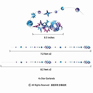 Iridescent Star Garlands Galaxy Shooting Star Hanging Streamer Banner Backdrop for Birhday Party Decorations Wedding Engagement Sweet 16 Bachelorette Bridal Baby Shower Anniversary Party Suppies