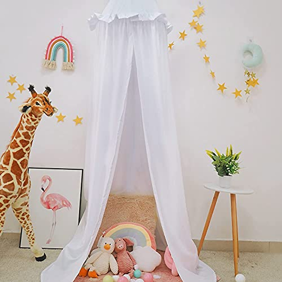 dix-rainbow Princess Bed Canopy for Kids Boys Children, Round Dome Hanging House Decoration with Frills…