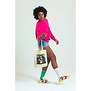 Monalisa Funny Design Printed Canvas Tote Bag Aesthetic Vintage Cute Women Girls Kids School Shoulder Bag, Beach Travel and Shoping Bag (Monalisa)