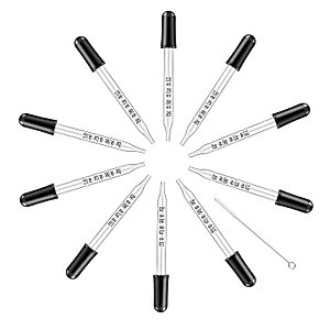 Eye Dropper for Essential Oils 10 PCS Pipettes Dropper with Black Rubber Head, Straight-Tip Calibrated Thick Glass Medicine Dropping Pipettes for Accurate Easy Dose and Measurement 1 mL Capacity (10)