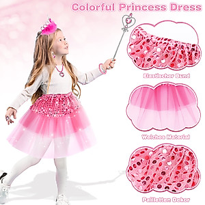Princess Dress Up Toys & Jewelry Boutique, Princess dress up clothes for little girls pretend play toy set with Heel shoes, Skirts, Bag Toddler Dress Up Costumes Gift for Age 3 4 5 6 Years Old Kids