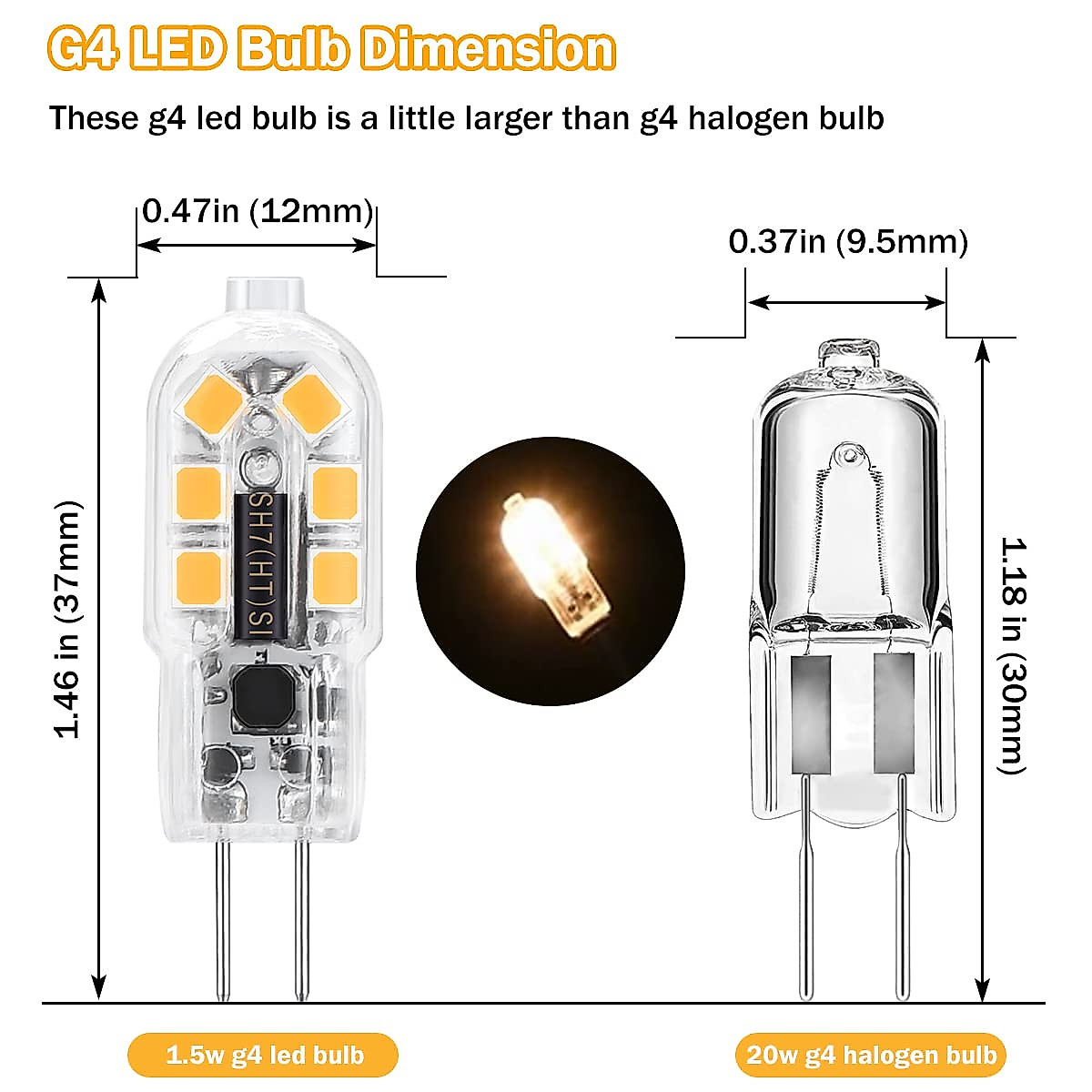 G4 LED Bulbs 12V 20W Halogen Bulb Replacement, HengBo G4 Bi Pin Base JC Type T3 Light Bulb Warm White 3000K for Under Cabinets Home Lights, Non-Dimmable, (Pack of 10)